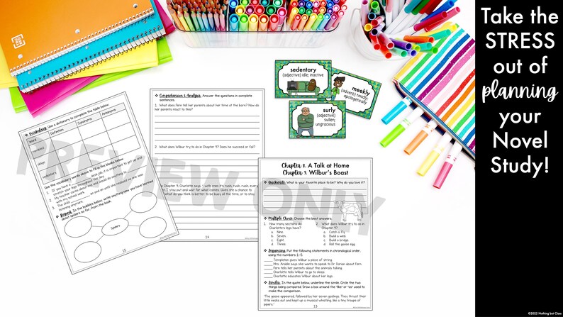 Charlotte's Web | Comprehension and Vocabulary by Chapter | Guided ...