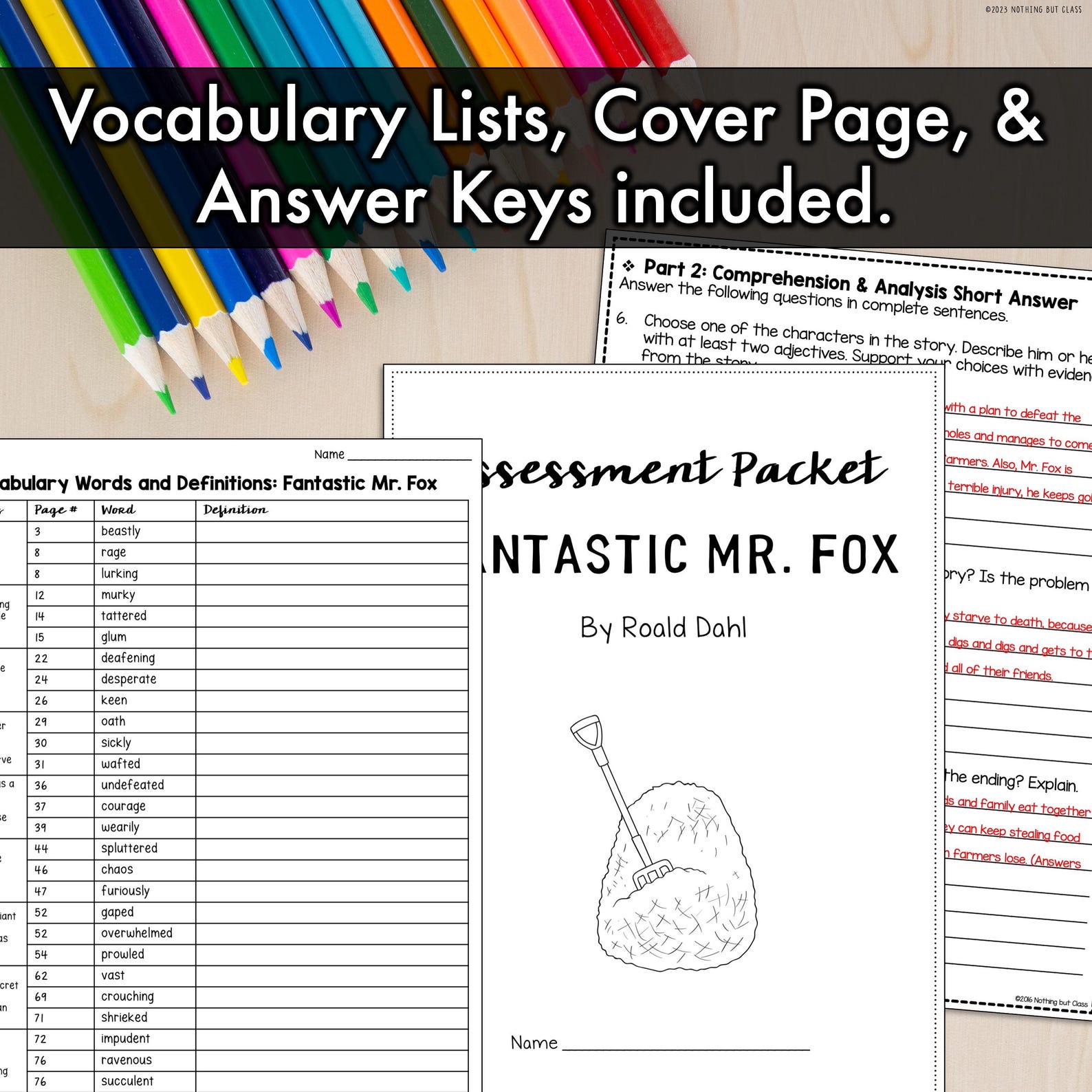 Fantastic Mr. Fox - Tests | Quizzes | Assessments for Novel Study - Etsy