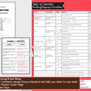 Chocolate Fever | Reading Response Activities and Projects | Guided ...