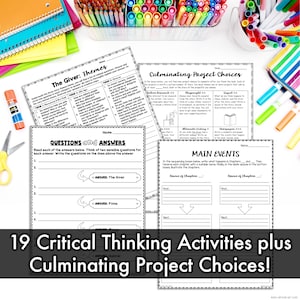 The Giver | Reading Response Activities and Projects | Worksheets for ...