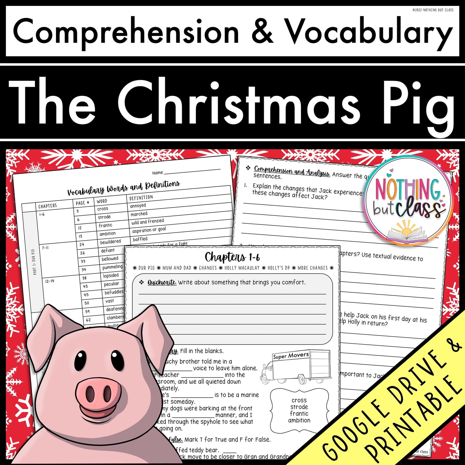 The Christmas Pig | Comprehension and Vocabulary by Chapter | Guided ...