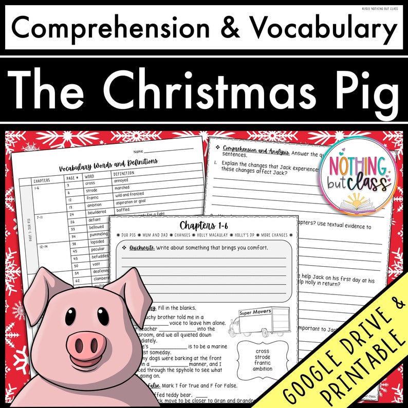 The Christmas Pig | Comprehension and Vocabulary by Chapter | Guided ...