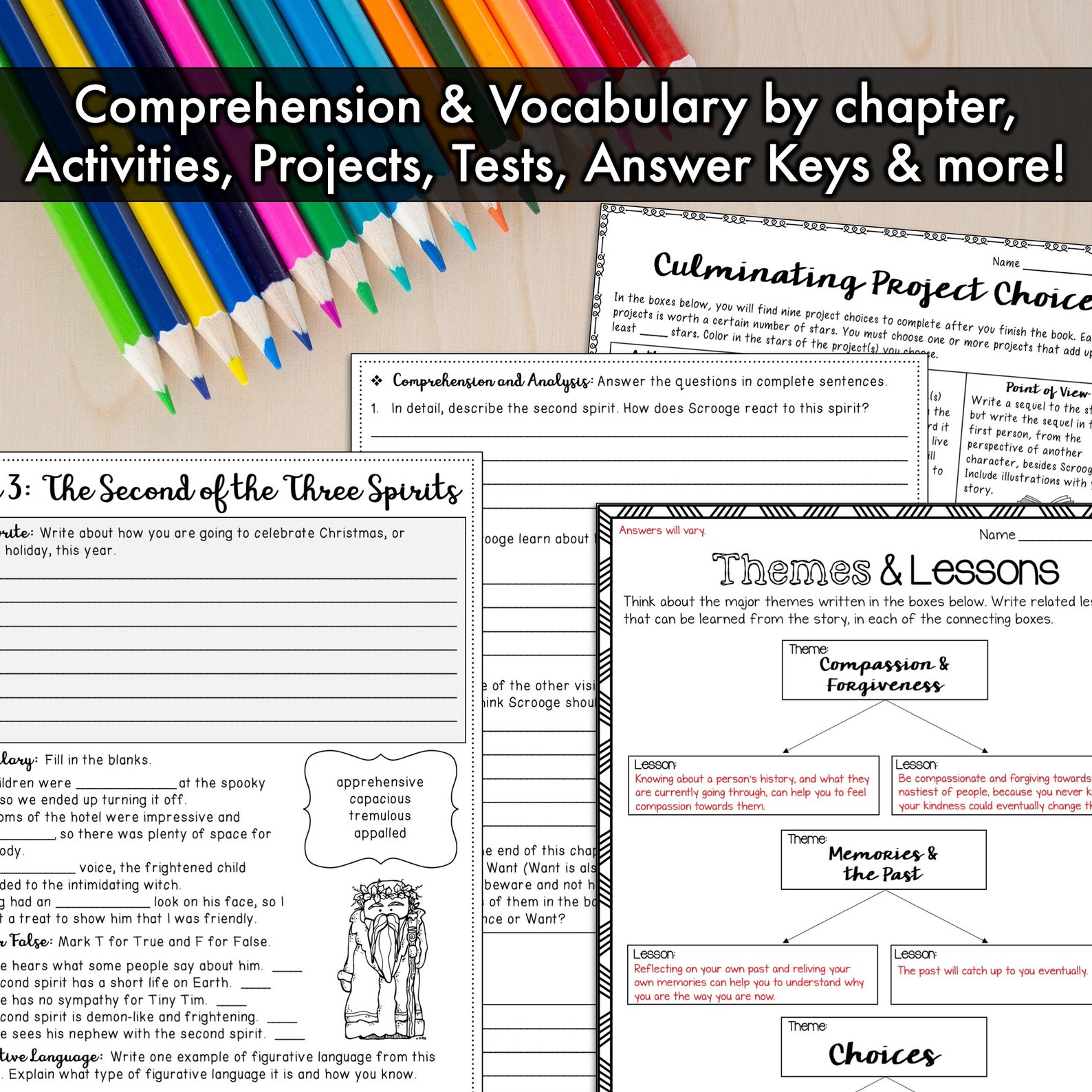A Christmas Carol Novel Study Unit | Literature Guide | Comprehension ...
