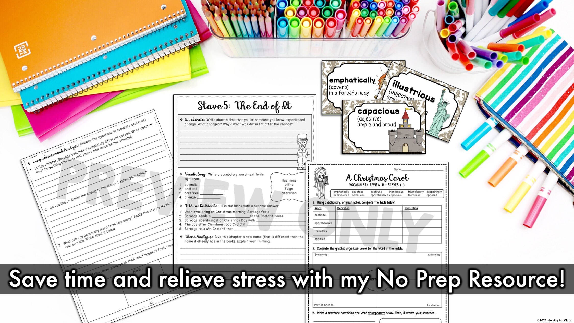 A Christmas Carol Comprehension and Vocabulary by Chapter Guided ...