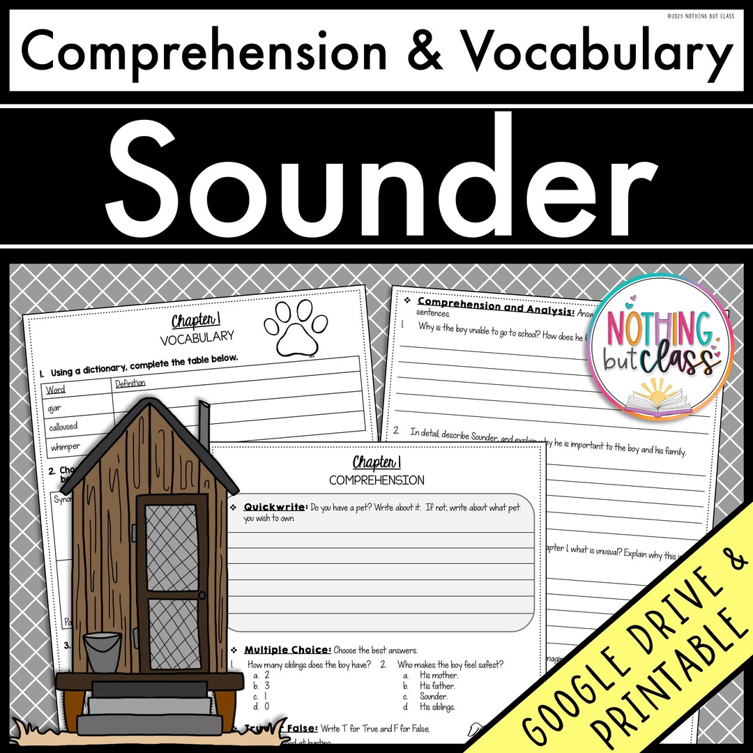 Sounder | Comprehension and Vocabulary by Chapter | Guided Reading ...