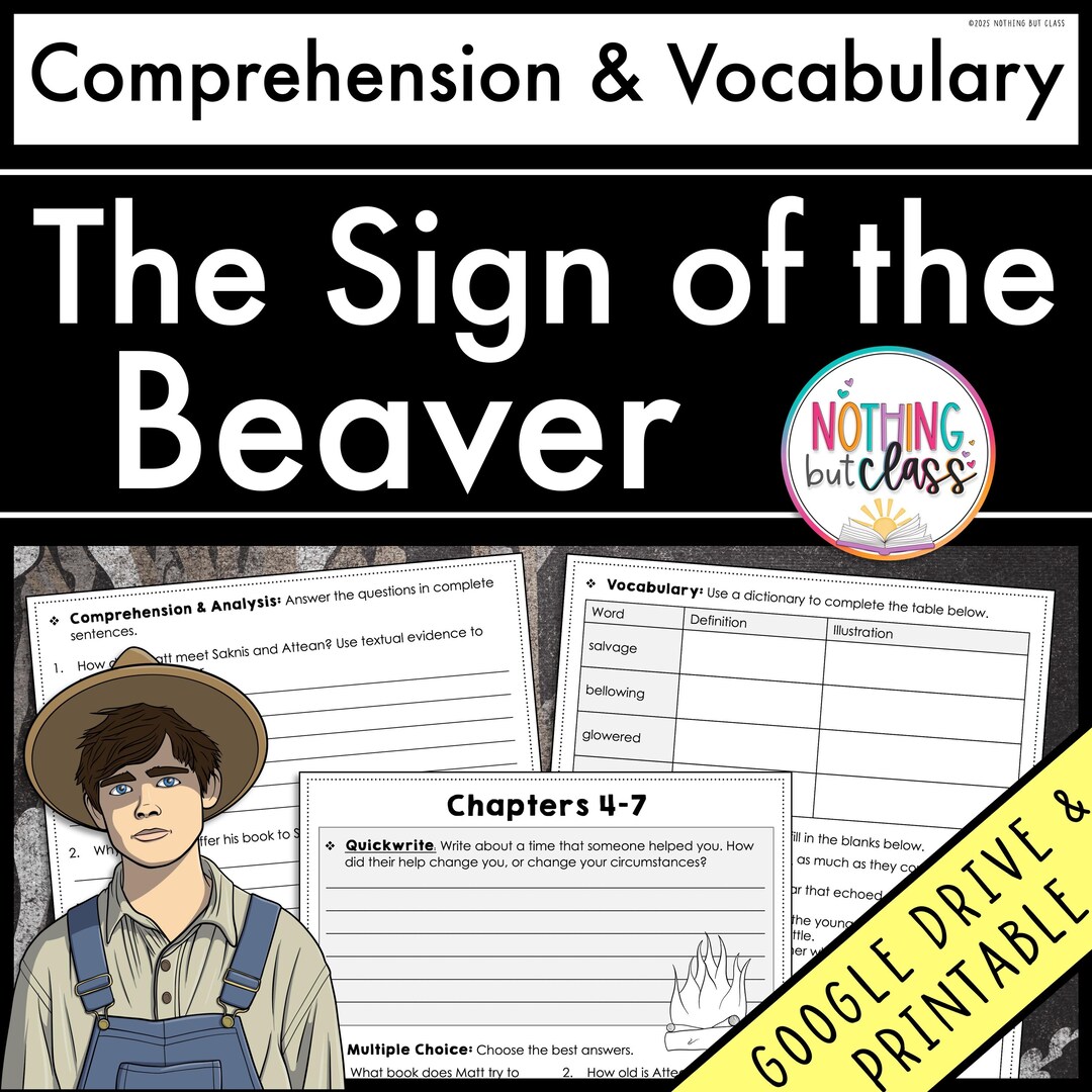 The Sign of the Beaver | Comprehension and Vocabulary by Chapter ...