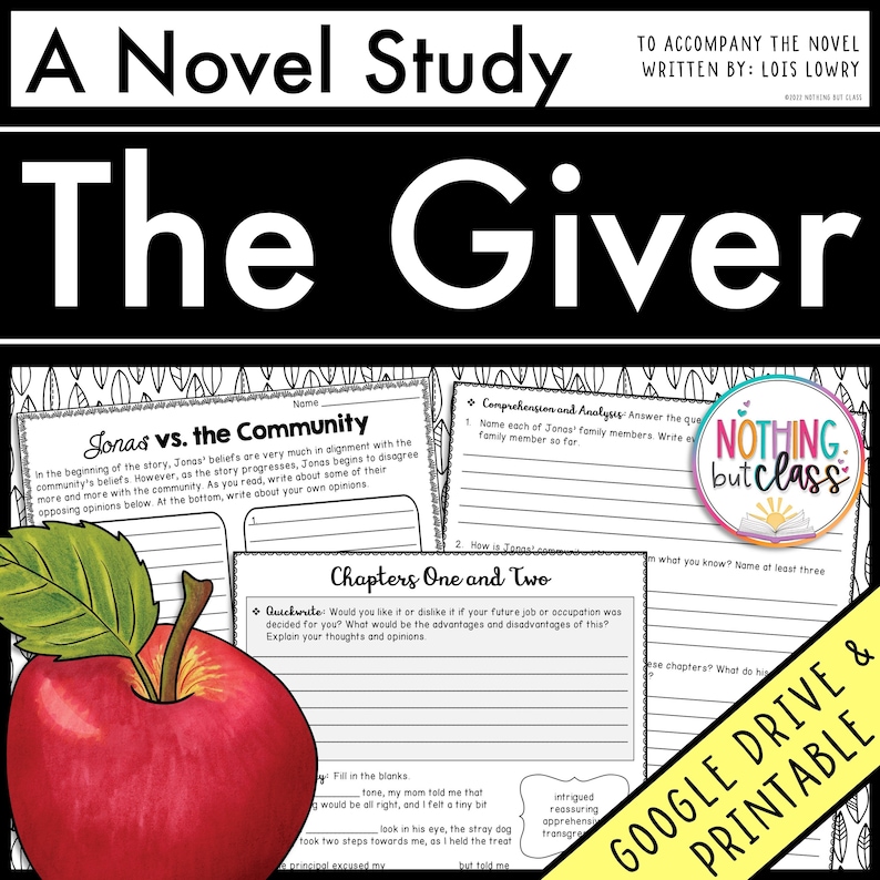 The Giver Novel Study Unit | Literature Guide | Comprehension ...