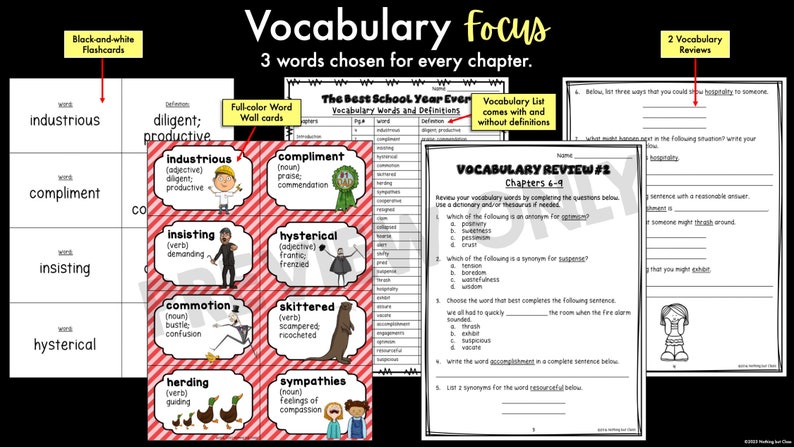 The Best School Year Ever Comprehension and Vocabulary by Chapter ...