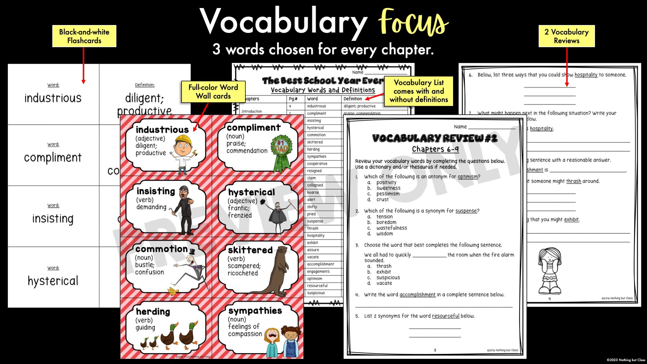 The Best School Year Ever Comprehension and Vocabulary by Chapter ...