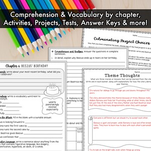 Beezus and Ramona Novel Study Unit | Literature Guide | Comprehension ...