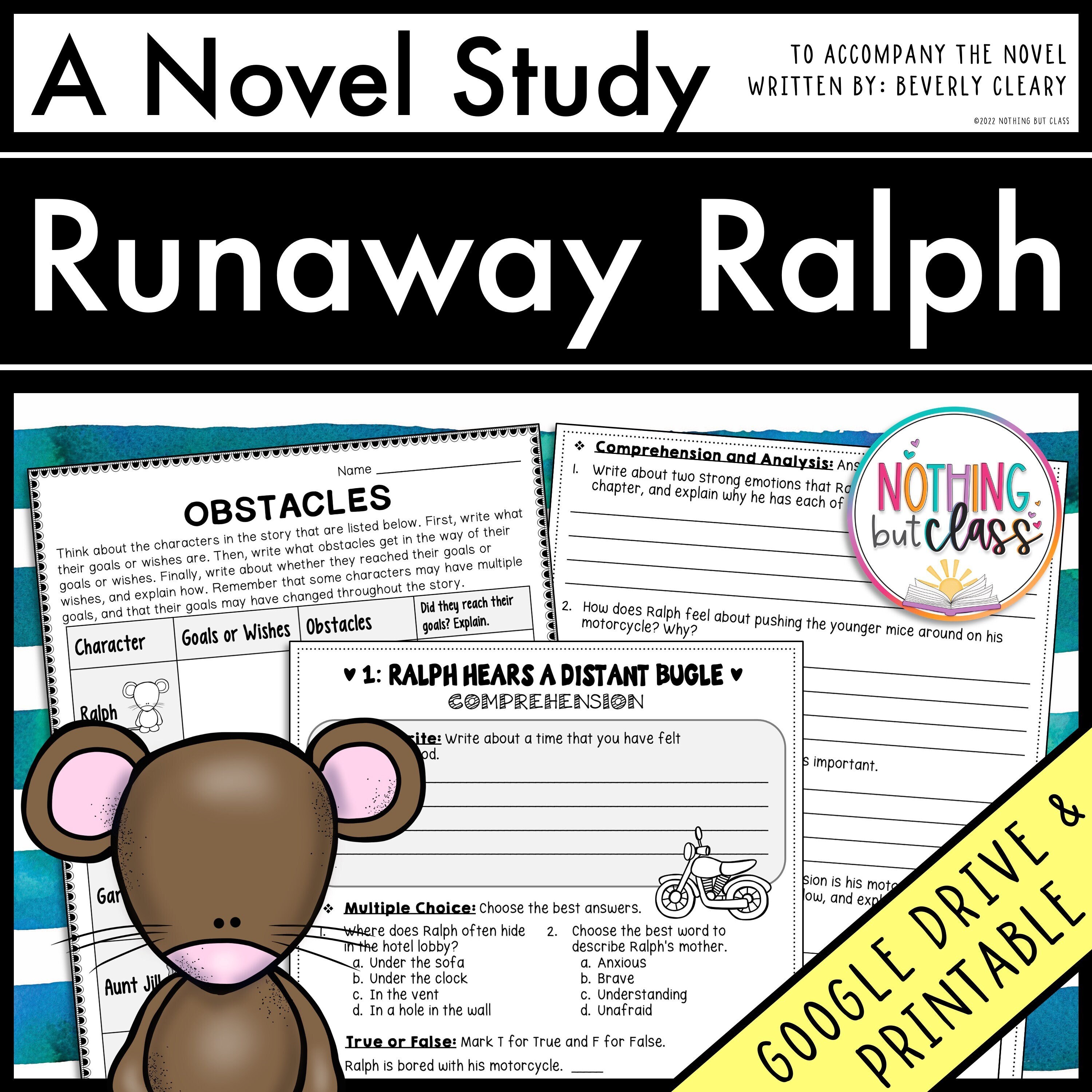 Runaway Ralph Novel Study Unit | Literature Guide | Comprehension ...