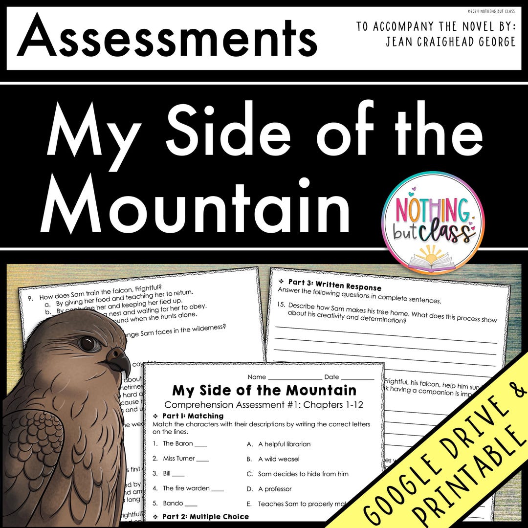 My Side of the Mountain - Tests | Quizzes | Assessments for Novel Study ...