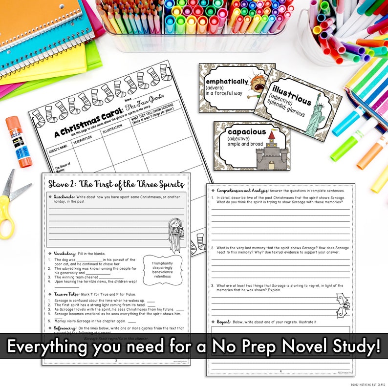 A Christmas Carol Novel Study Unit | Literature Guide | Comprehension ...
