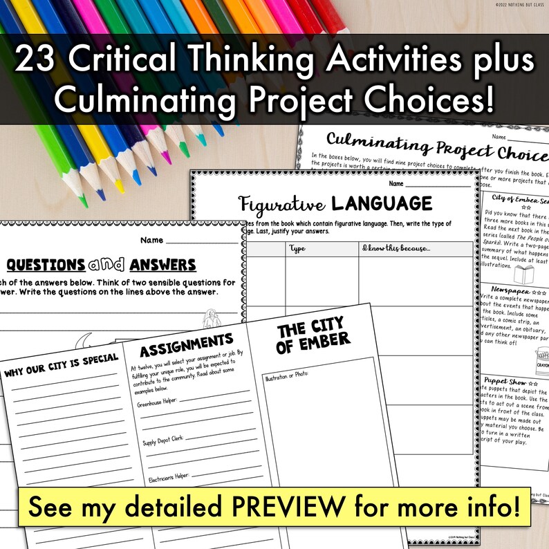 The City of Ember | Reading Response Activities and Projects | Guided ...