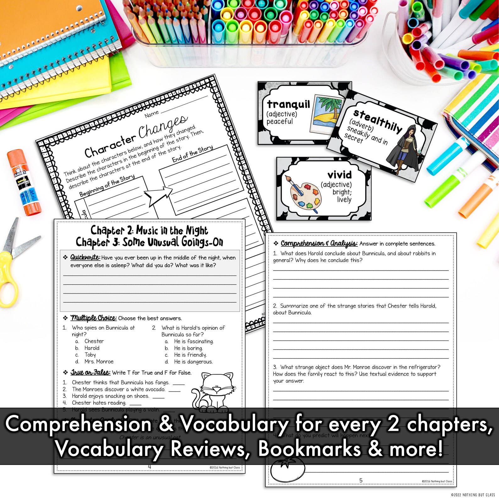 Bunnicula | Comprehension and Vocabulary by Chapter | Guided Reading ...