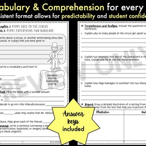 Pippi Longstocking Novel Study Unit | Literature Guide | Comprehension ...