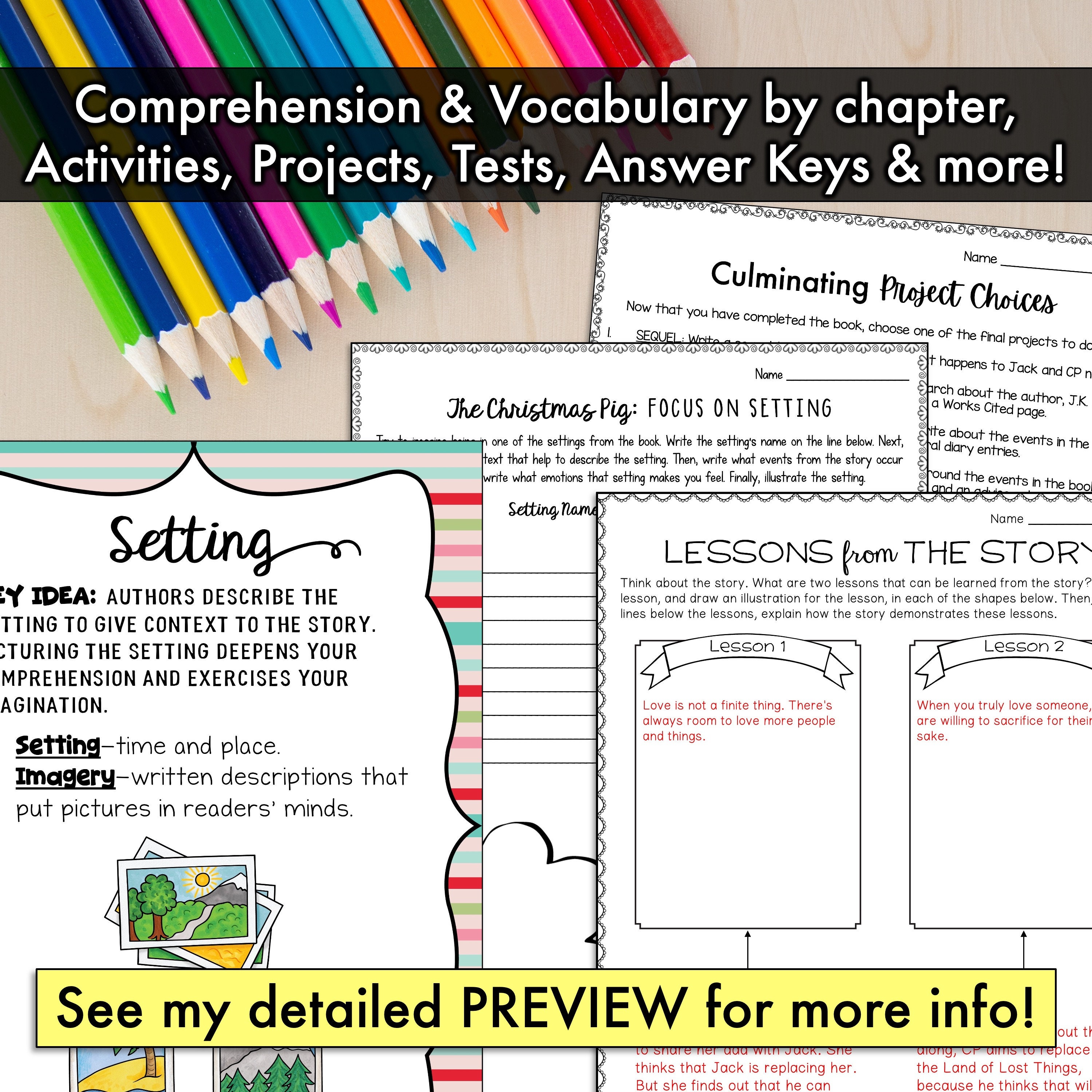 The Christmas Pig Novel Study Unit | Literature Guide | Comprehension ...