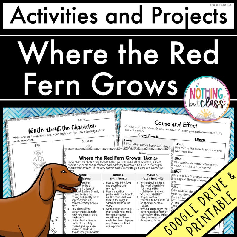 Where the Red Fern Grows | Reading Response Activities and Projects ...