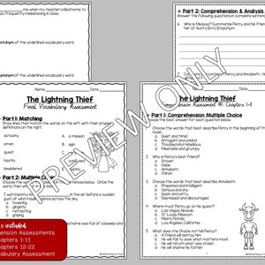The Lightning Thief Novel Study Unit | Literature Guide | Comprehension ...