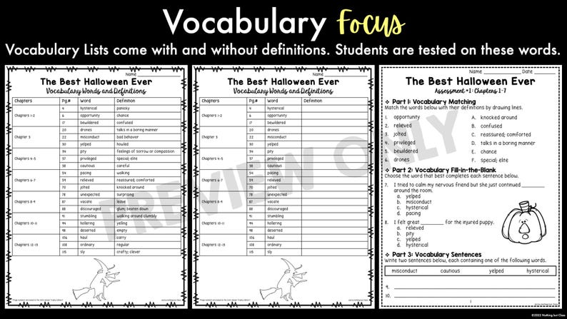 The Best Halloween Ever Tests | Quizzes | Assessments for Novel Study ...