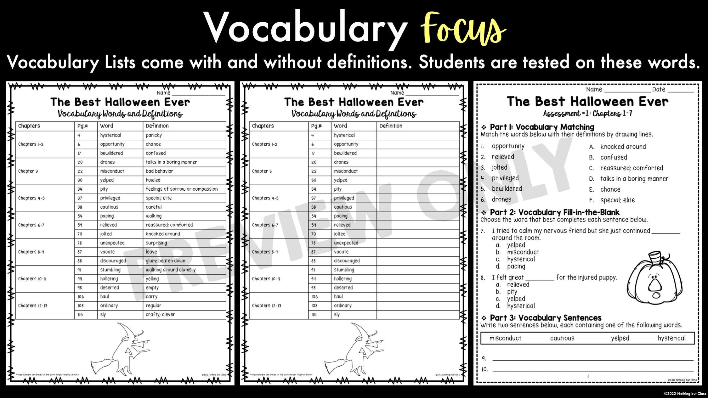 The Best Halloween Ever Tests | Quizzes | Assessments for Novel Study ...