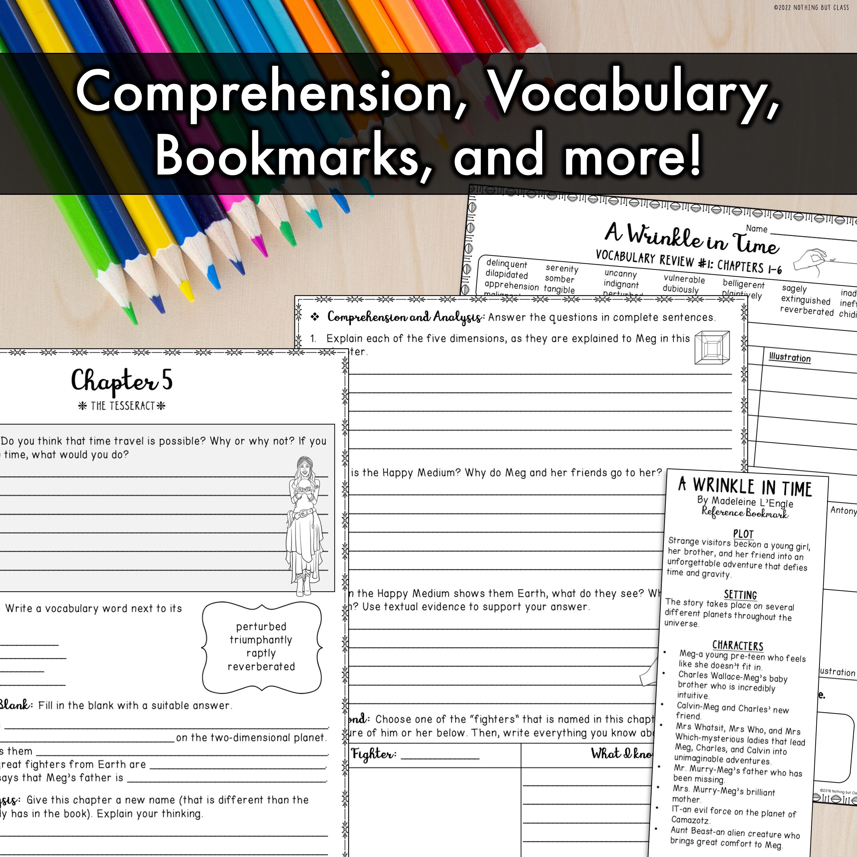 A Wrinkle in Time Comprehension and Vocabulary by Chapter Guided ...