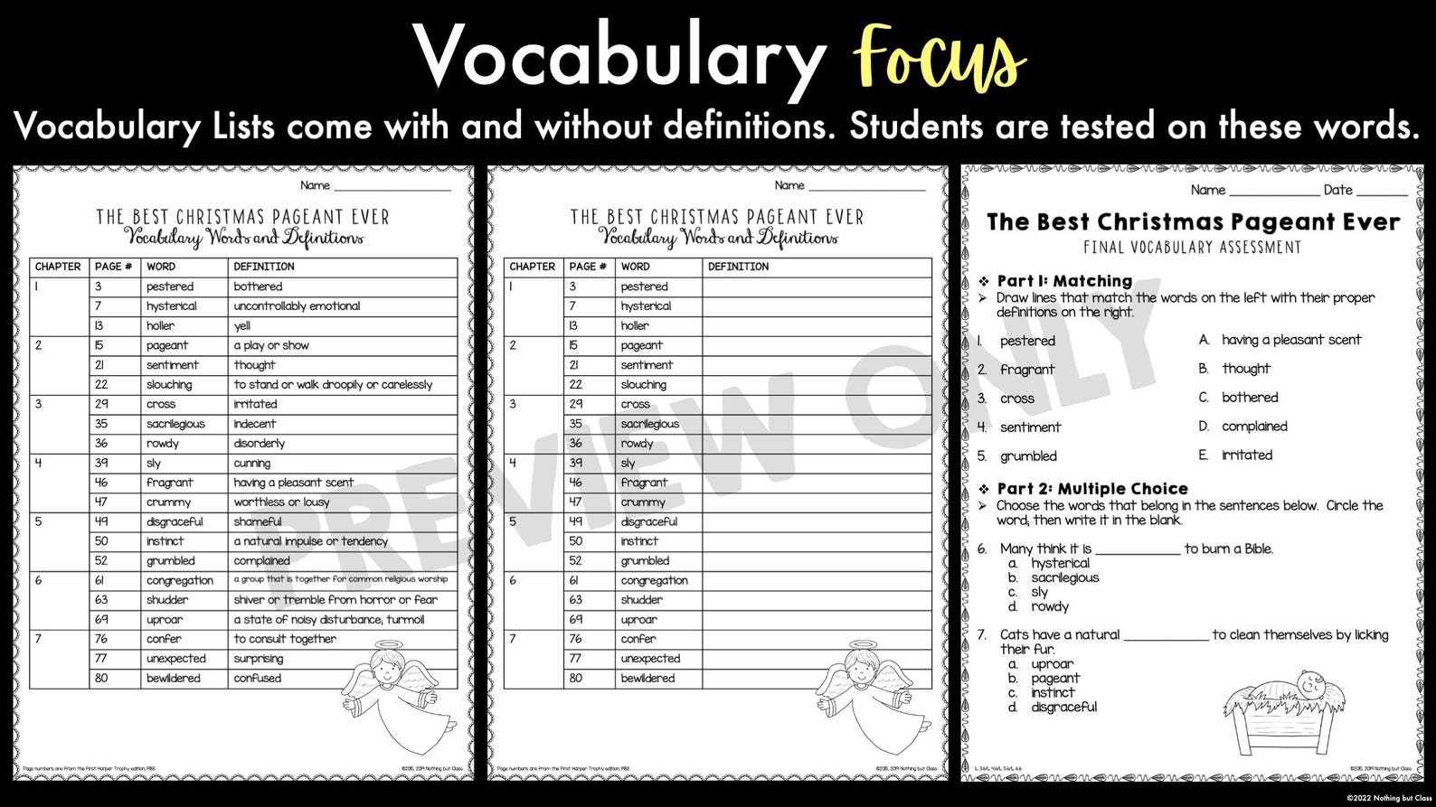 The Best Christmas Pageant Ever Tests | Quizzes | Assessments for Novel ...
