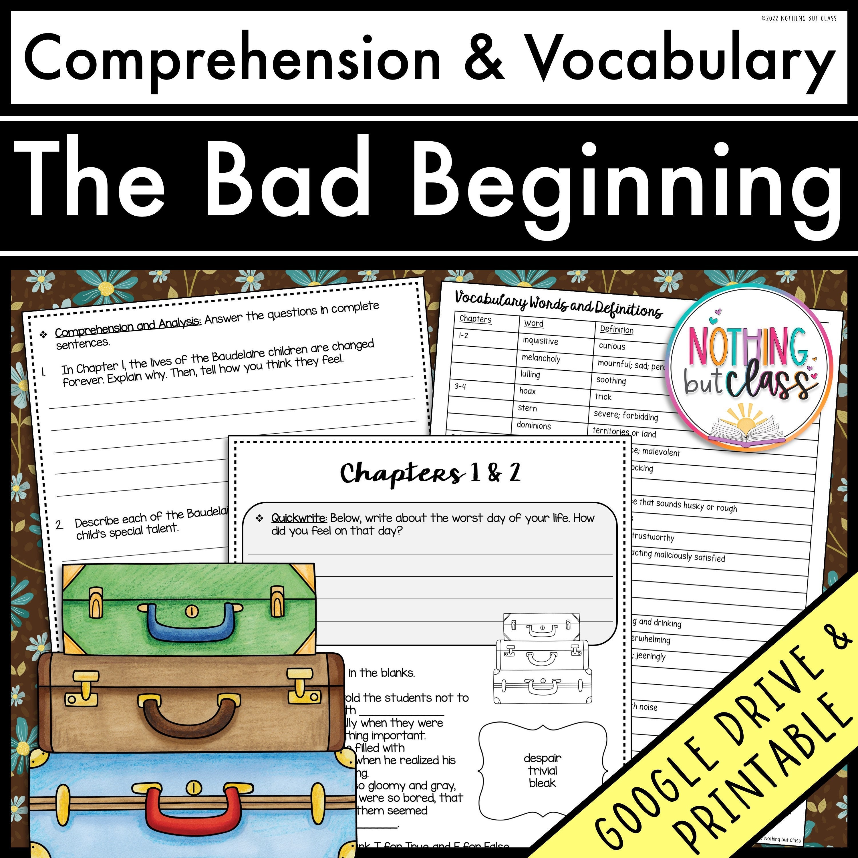 The Bad Beginning | Comprehension and Vocabulary by Chapter | Guided ...