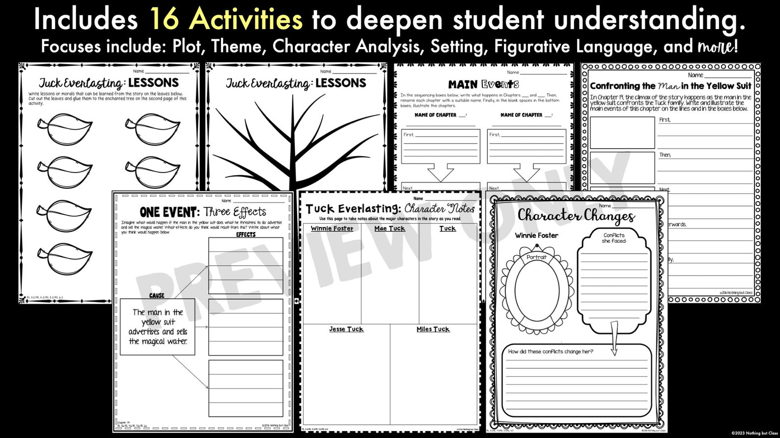 Tuck Everlasting Novel Study Unit | Literature Guide | Comprehension ...