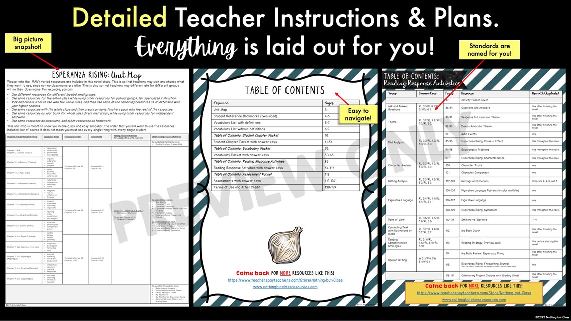 Esperanza Rising Novel Study Unit Literature Guide Comprehension ...