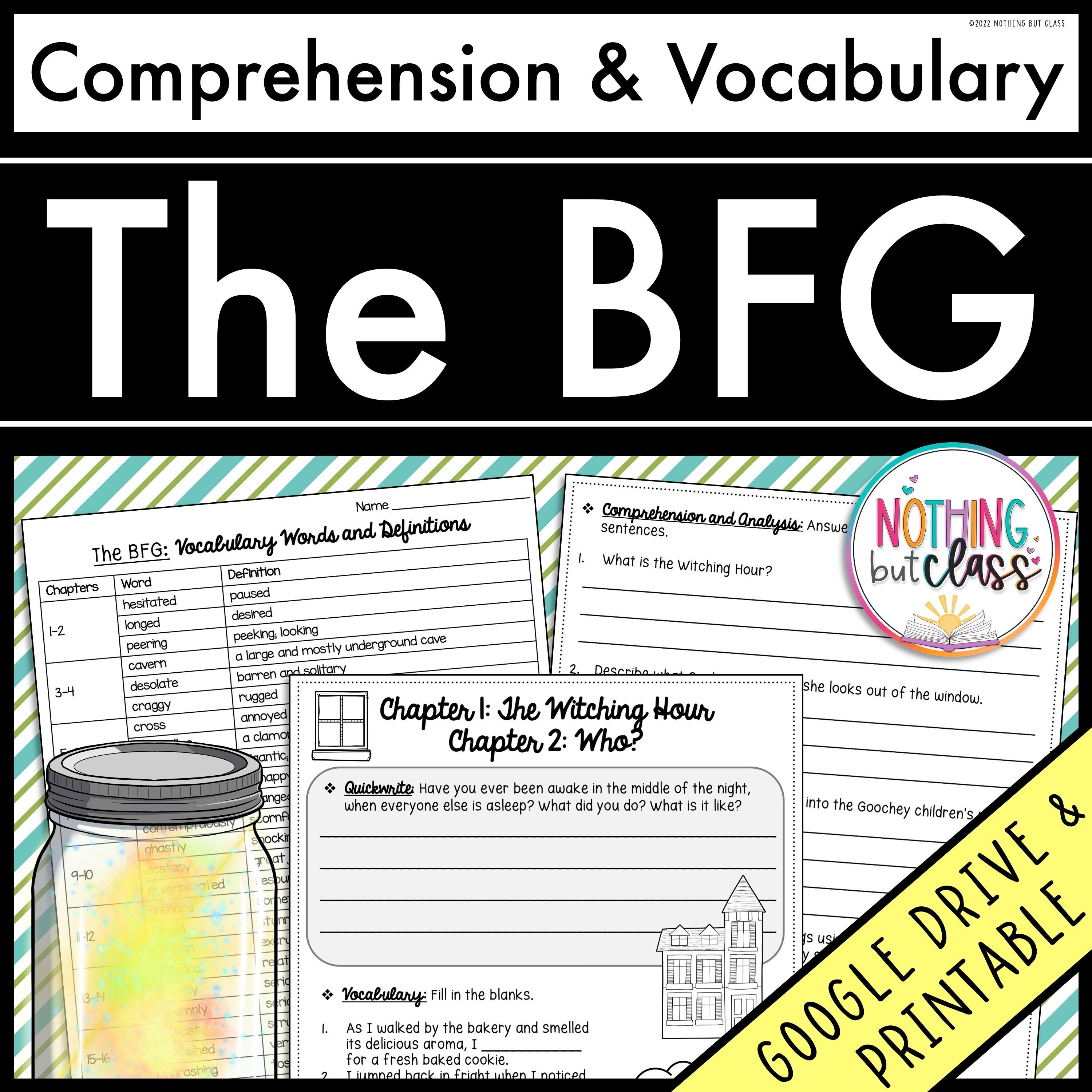The BFG Comprehension and Vocabulary by Chapter Guided - Etsy