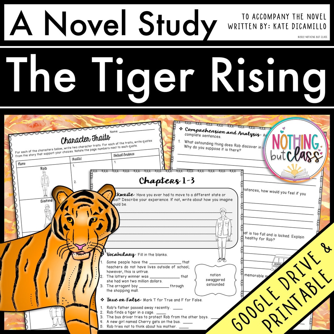 The Tiger Rising Novel Study Unit | Literature Guide | Comprehension ...
