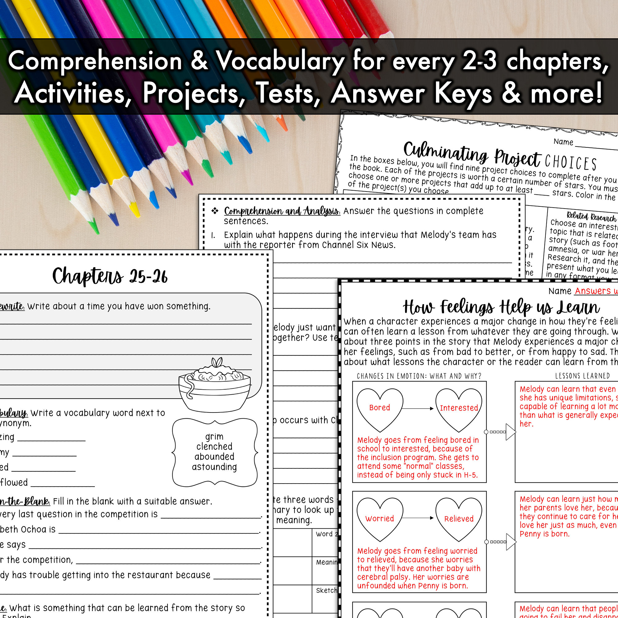 Out of My Mind Novel Study Unit | Literature Guide | Comprehension ...