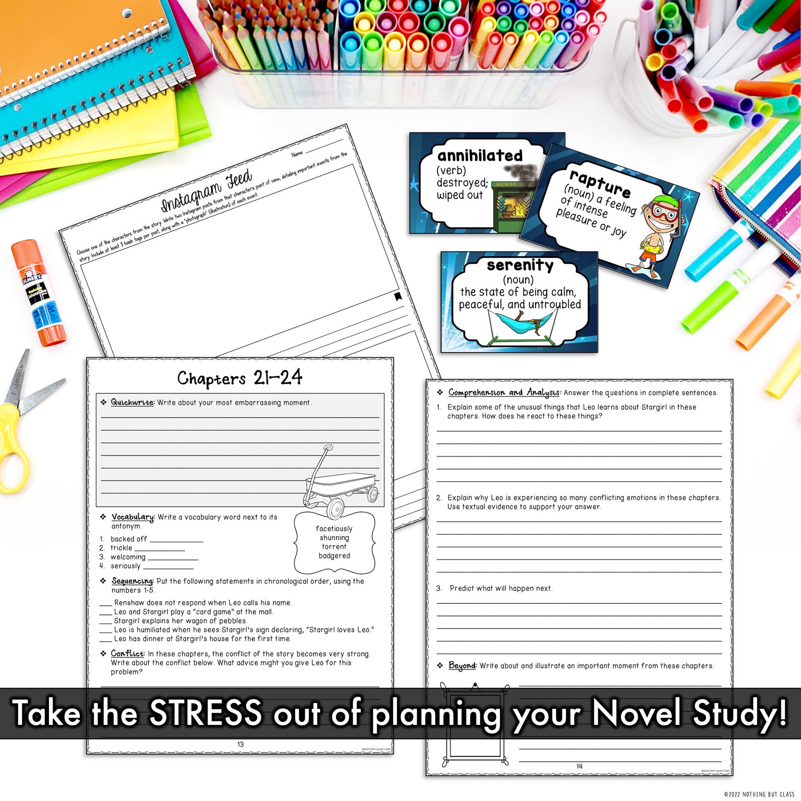 Stargirl Novel Study Unit | Literature Guide | Comprehension Worksheets ...
