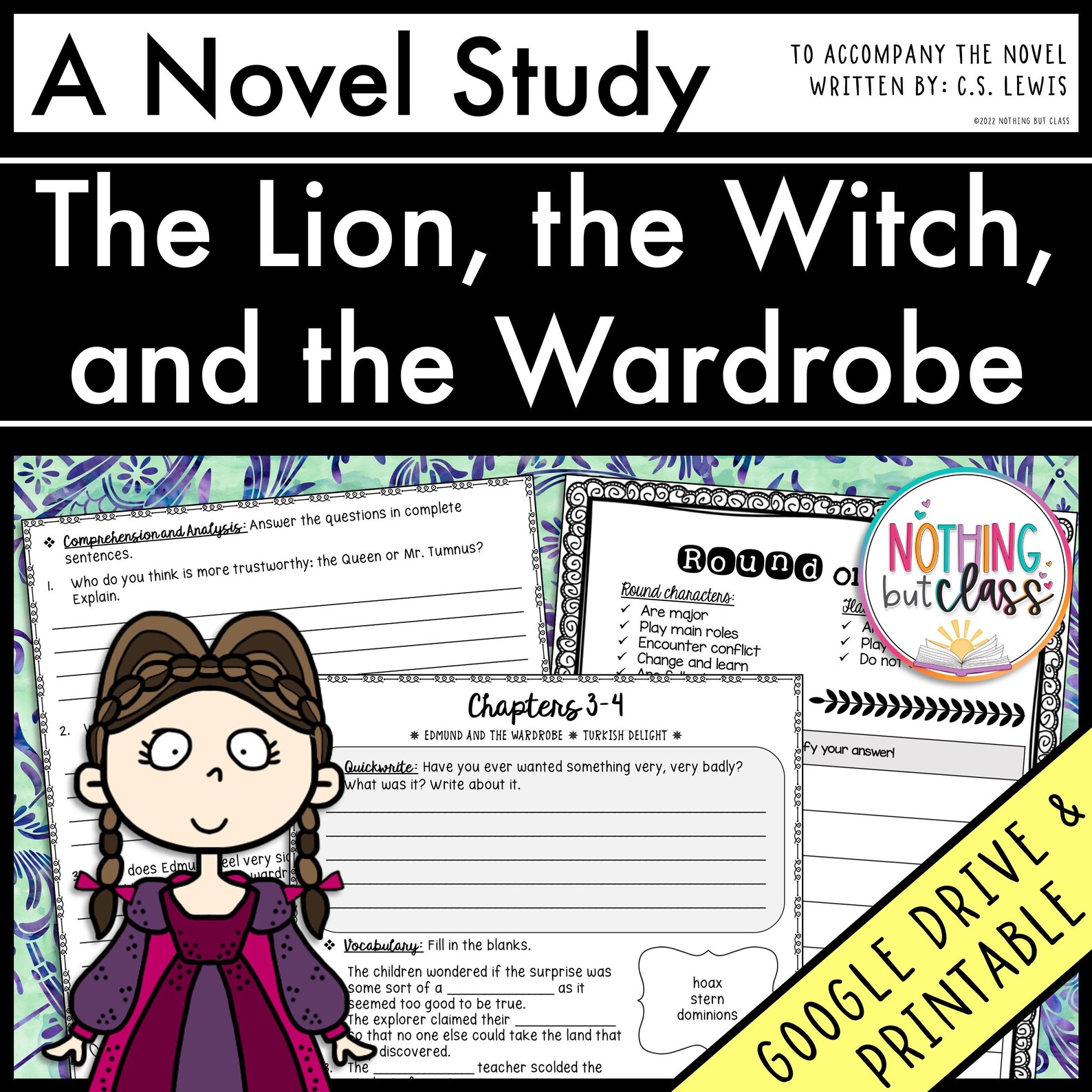 The Lion, the Witch and the Wardrobe Novel Study Unit Literature Guide ...