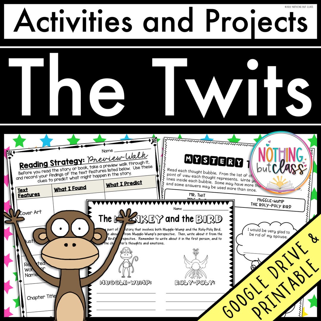 The Twits | Reading Response Activities and Projects | Guided Reading ...