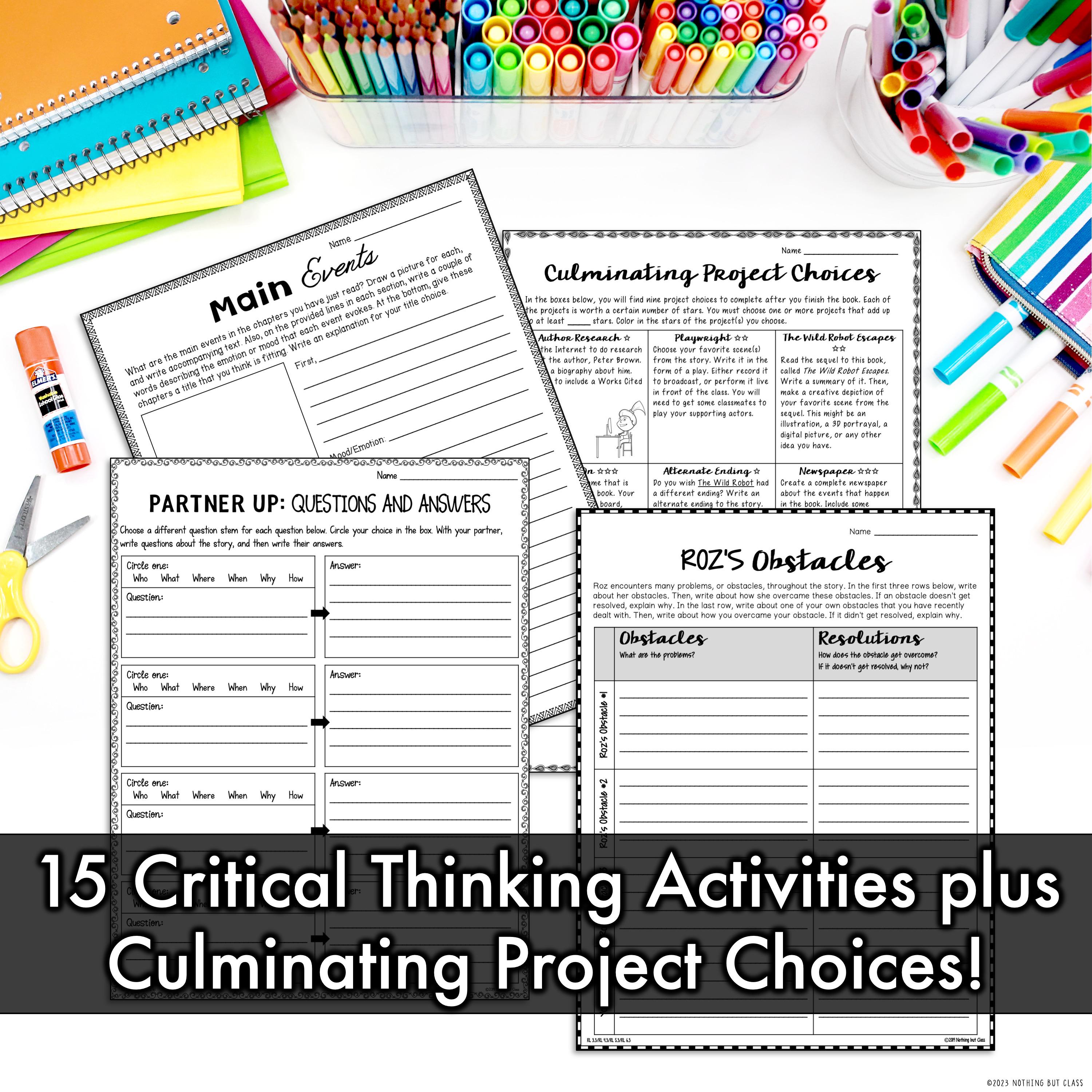 The Wild Robot | Reading Response Activities and Projects | Guided ...