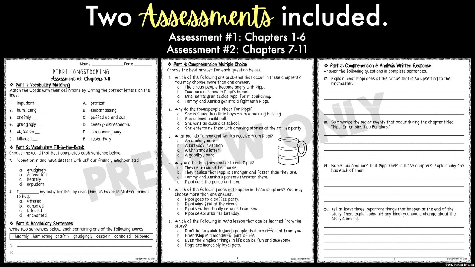 Pippi Longstocking Novel Study Unit | Literature Guide | Comprehension ...