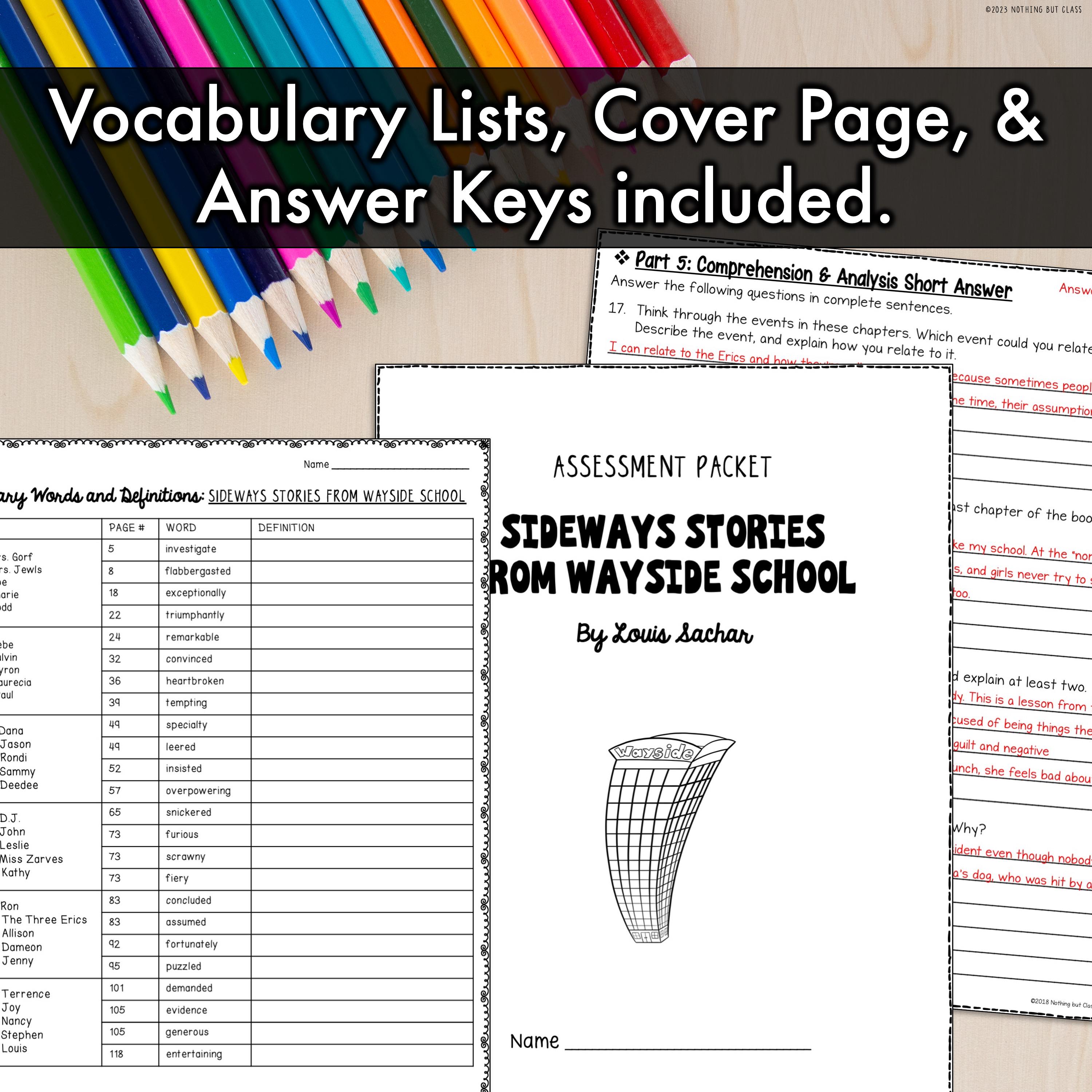 Sideways Stories From Wayside School - Tests | Quizzes | Assessments ...