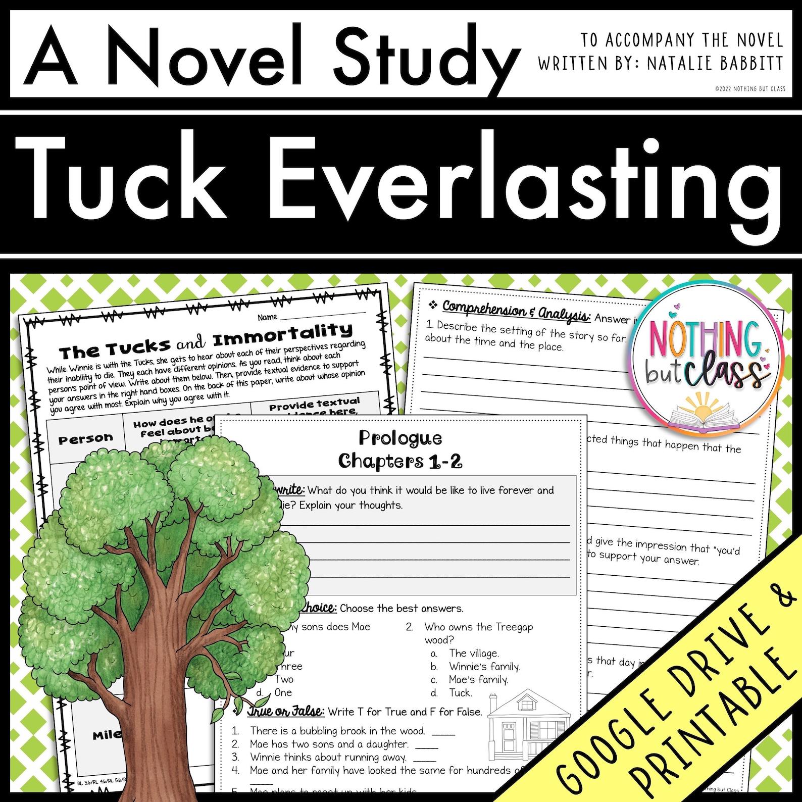 Tuck Everlasting Novel Study Unit | Literature Guide | Comprehension ...