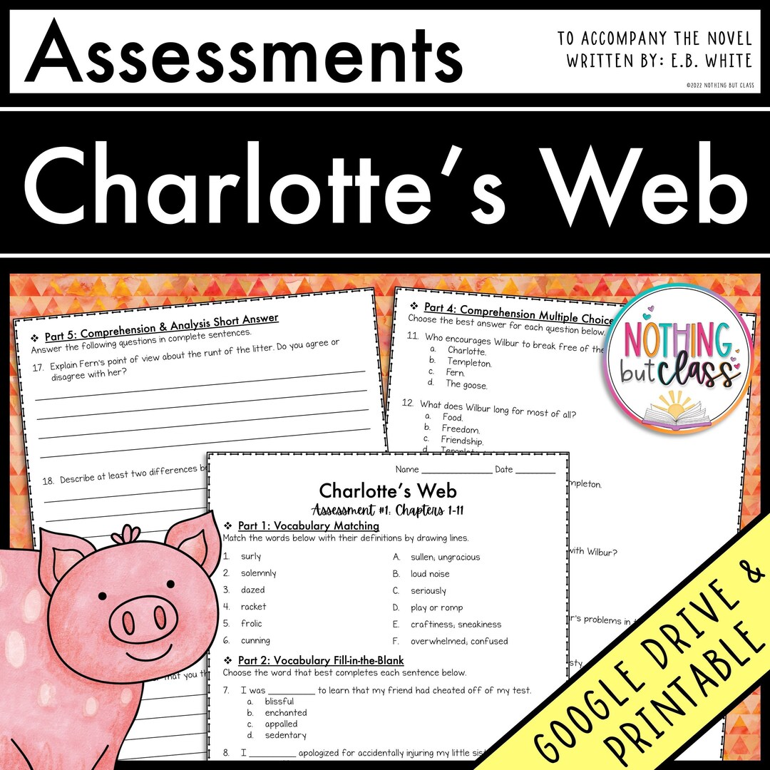 Charlotte's Web Tests | Quizzes | Assessments - Etsy
