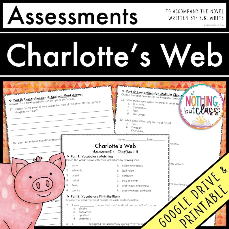 Charlotte's Web Tests | Quizzes | Assessments - Etsy