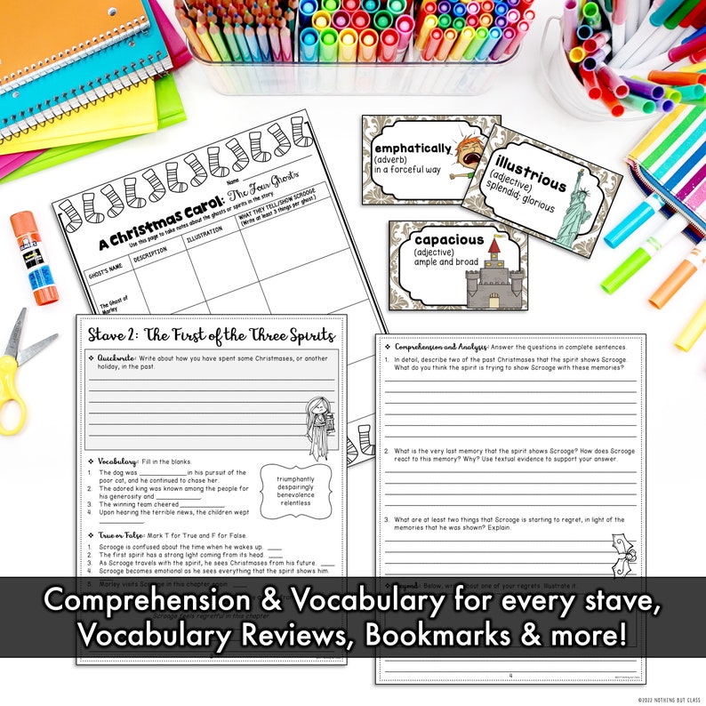 A Christmas Carol | Comprehension and Vocabulary by Chapter | Guided ...