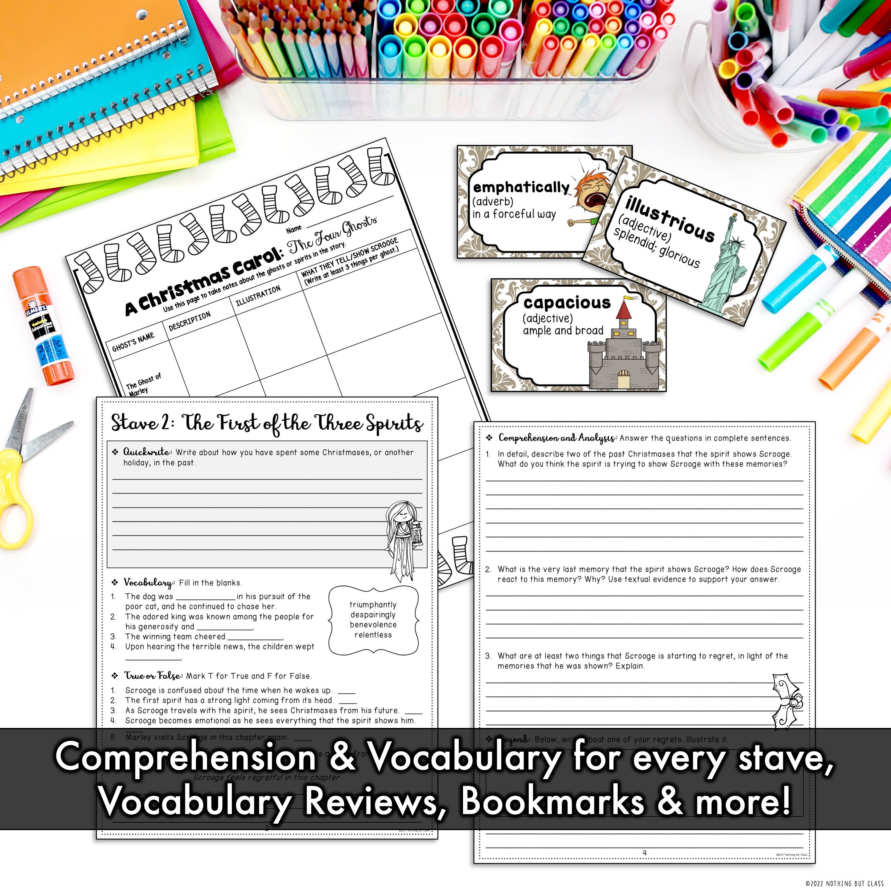 A Christmas Carol | Comprehension and Vocabulary by Chapter | Guided ...