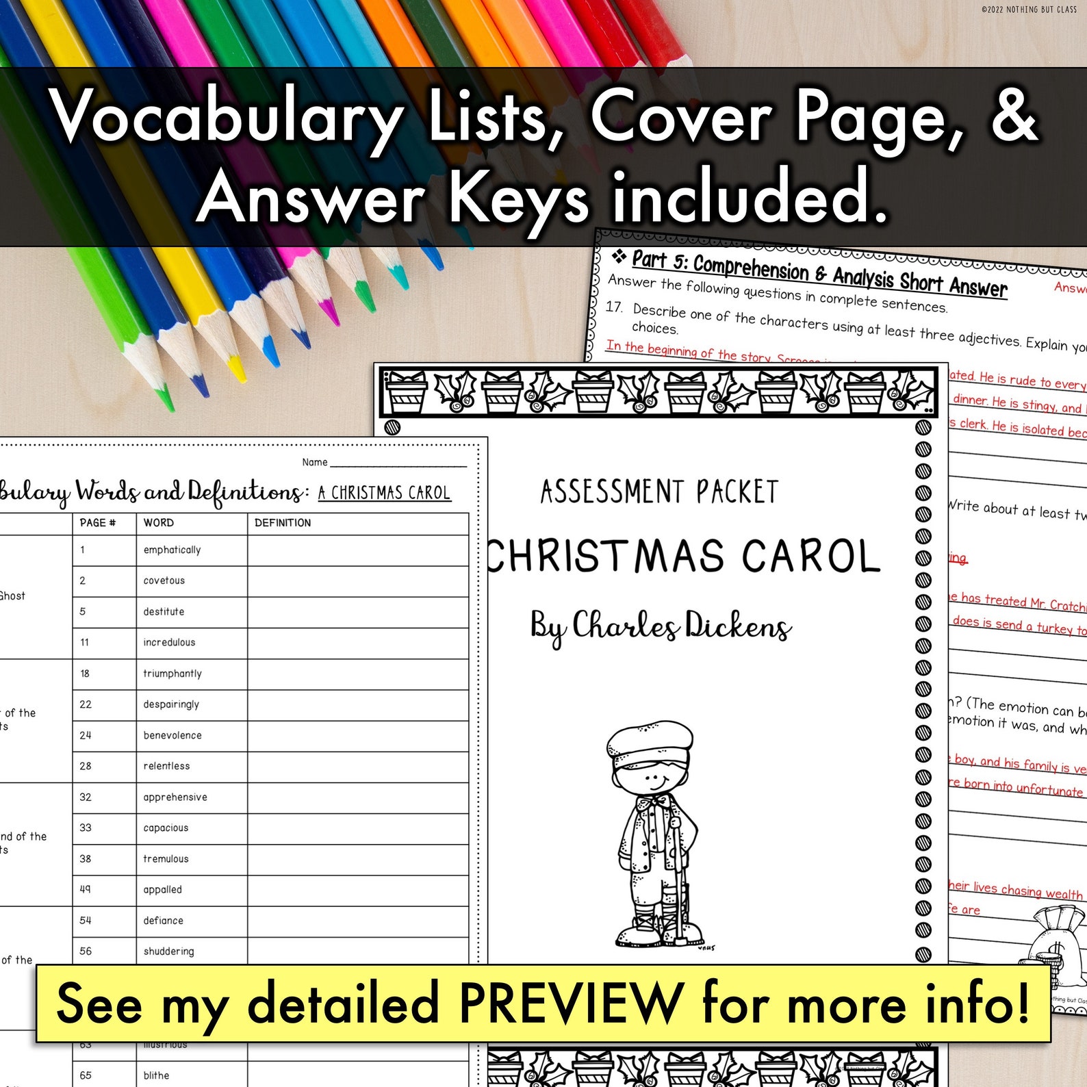 A Christmas Carol Test | Quiz | Assessment - Etsy