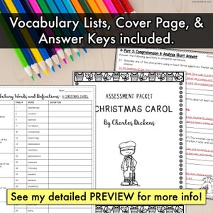 A Christmas Carol Test | Quiz | Assessment - Etsy