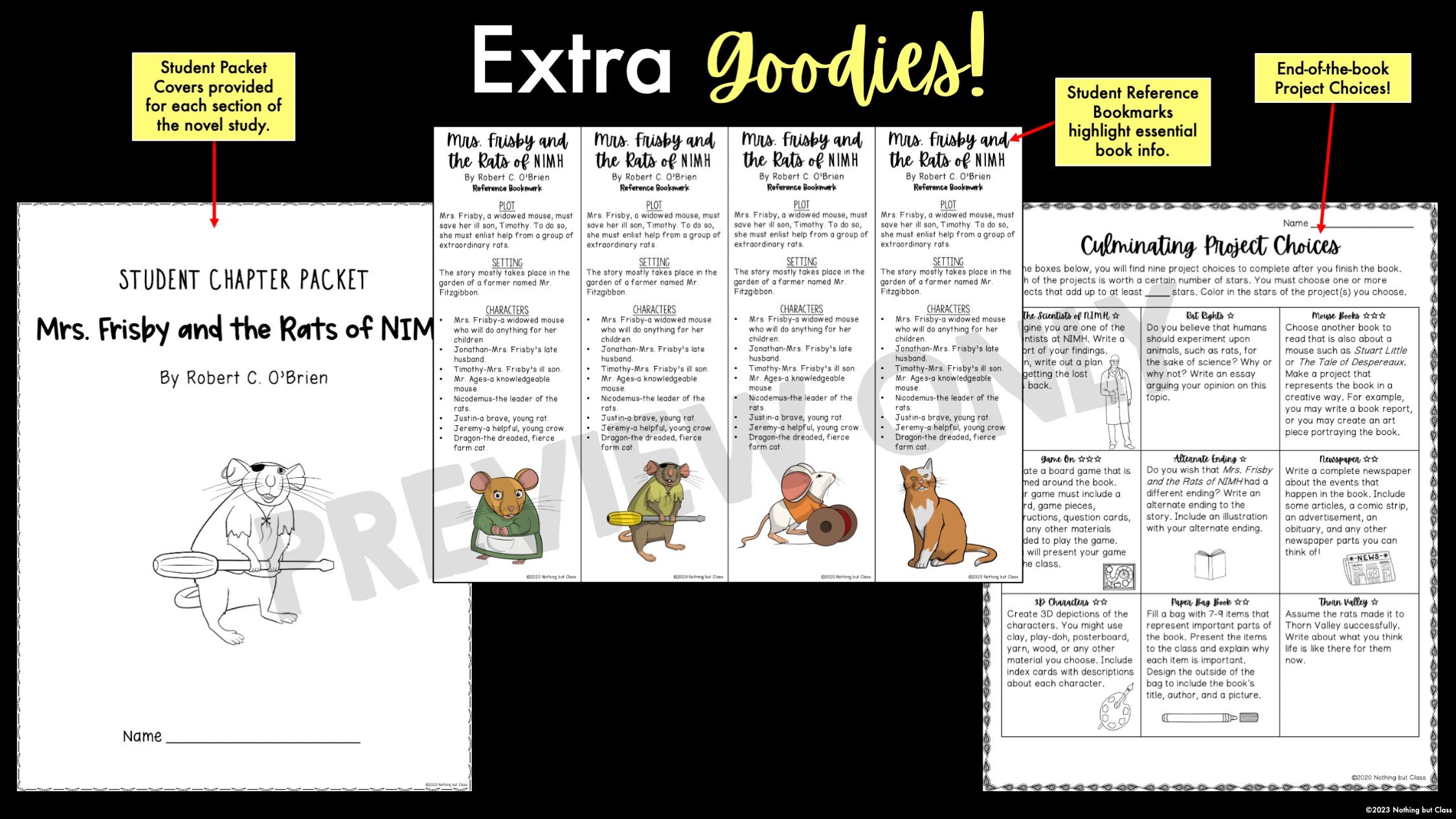 Mrs. Frisby and the Rats of Nimh Novel Study Unit Literature - Etsy