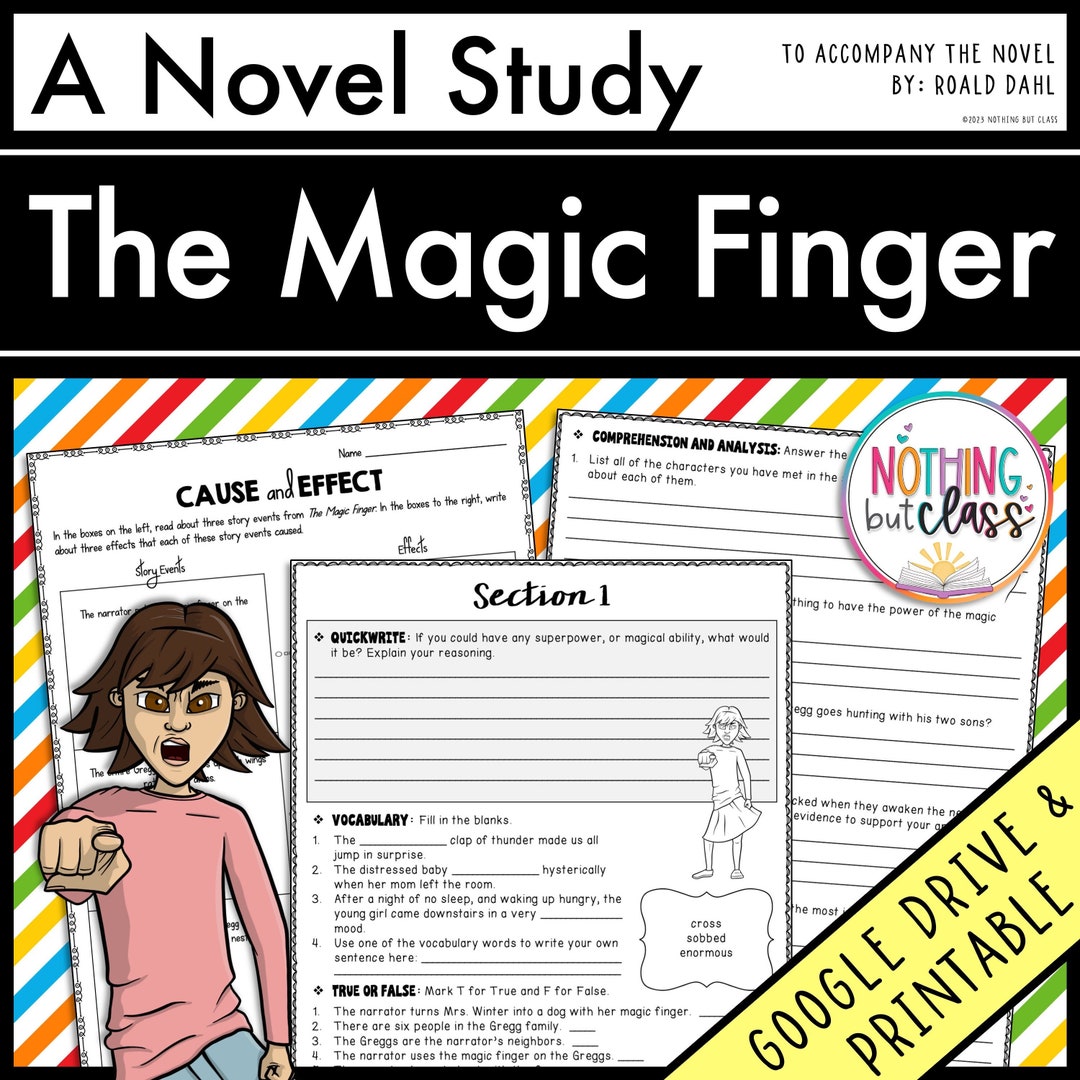 The Magic Finger Novel Study Unit | Literature Guide | Comprehension ...