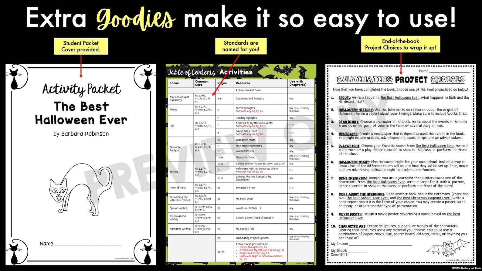 The Best Halloween Ever | Reading Response Activities and Projects ...