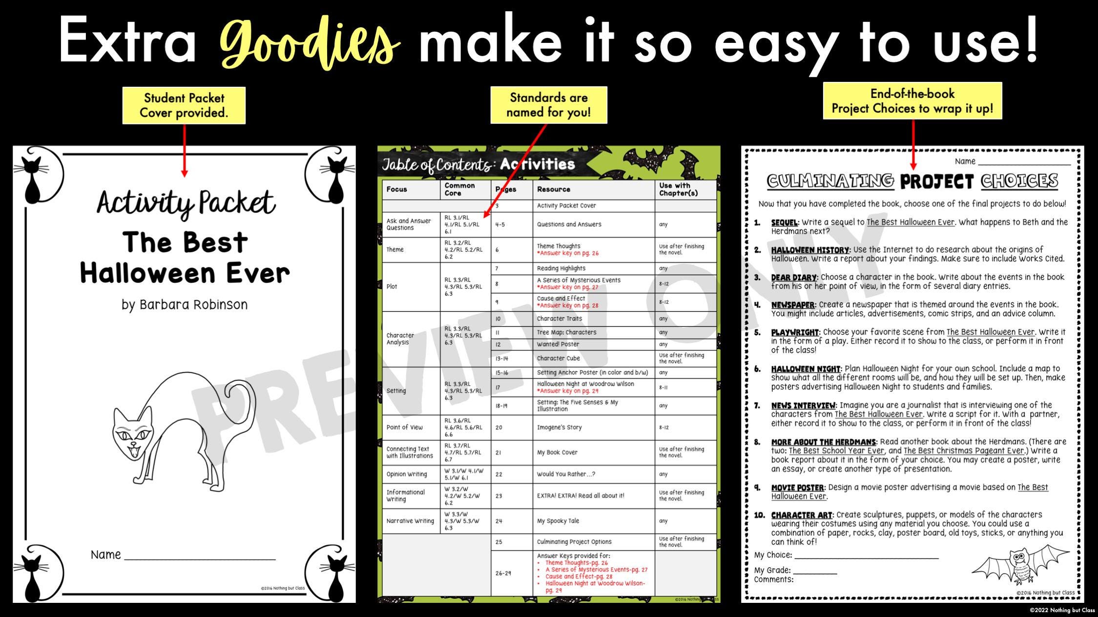 The Best Halloween Ever | Reading Response Activities and Projects ...